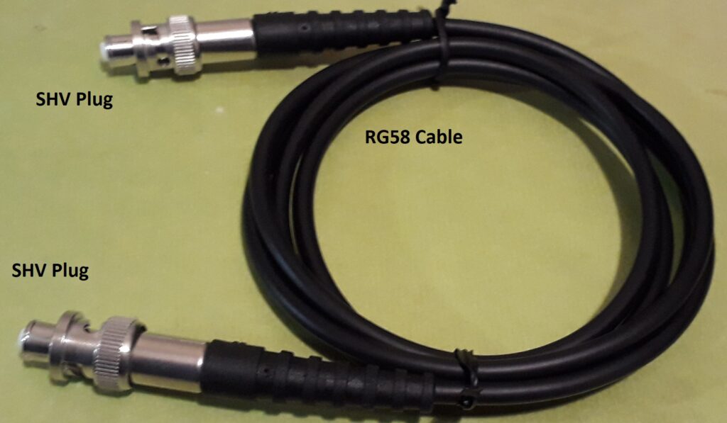 Coaxial Cable Assembly, SHV Plug to SHV Plug, RG58, 1.2M, V30V30-58-1200 - RF Shop UK